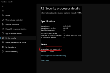 [WIN11] 5700x3d Security processor Attestation: Not supported ...